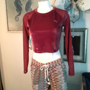 Puma | Tops | Puma Velour And Mesh Cropped Top | Poshmark